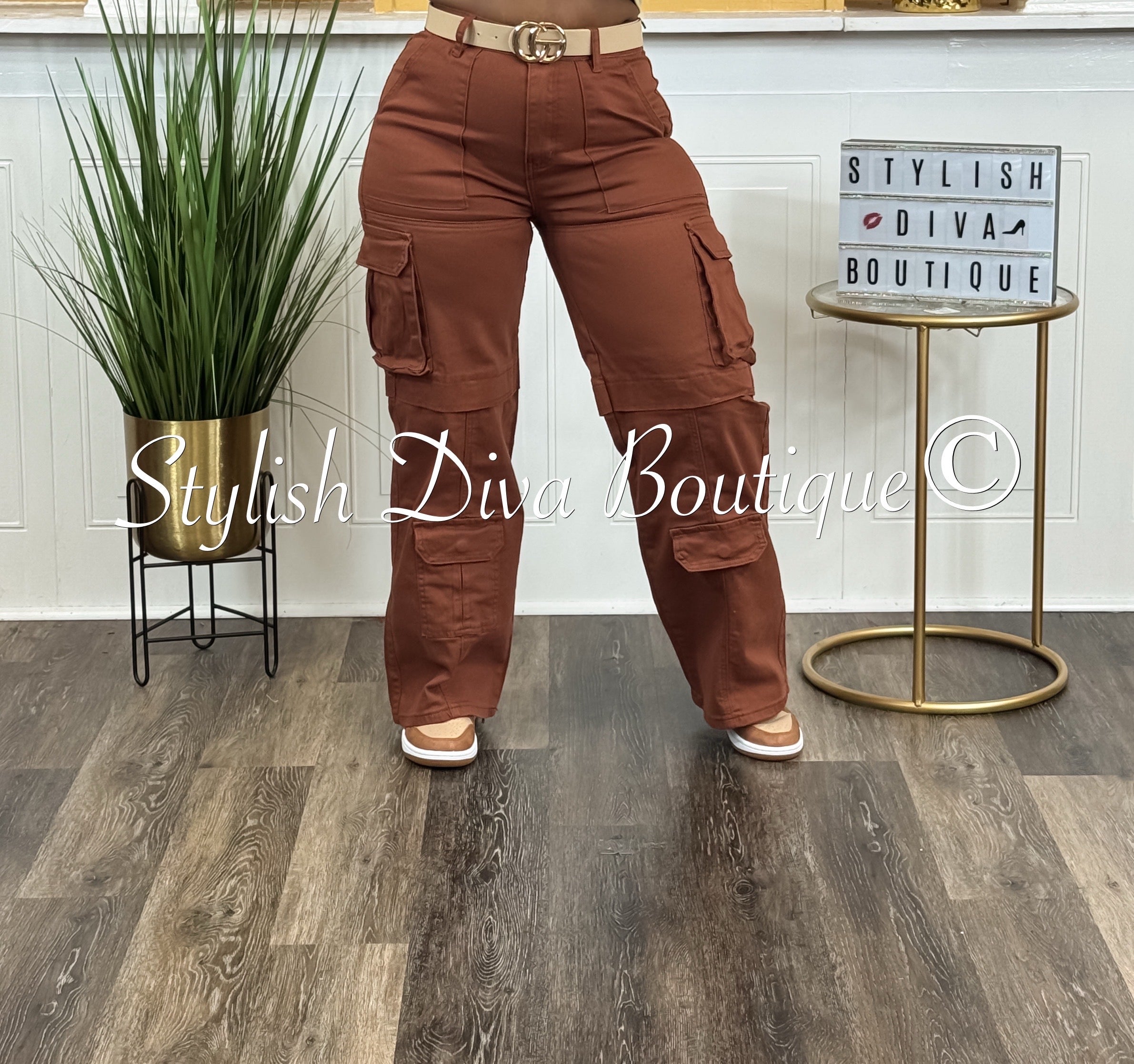 Always Ready Wide Leg Cargo Pants (Rust Brown) – Stylish Diva Boutique