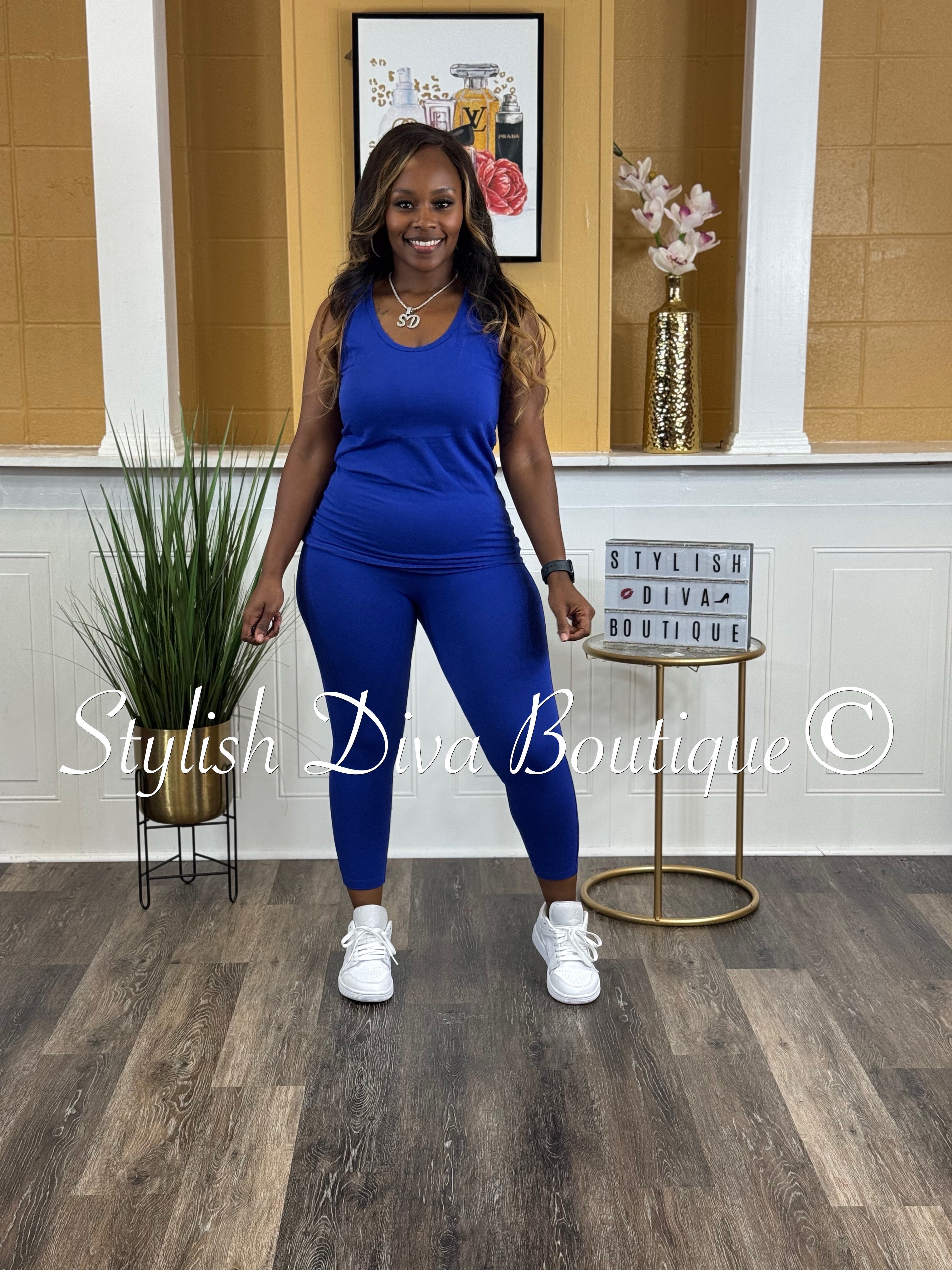 Sapphire Cropped Legging Set (Royal Blue) – Stylish Diva Boutique