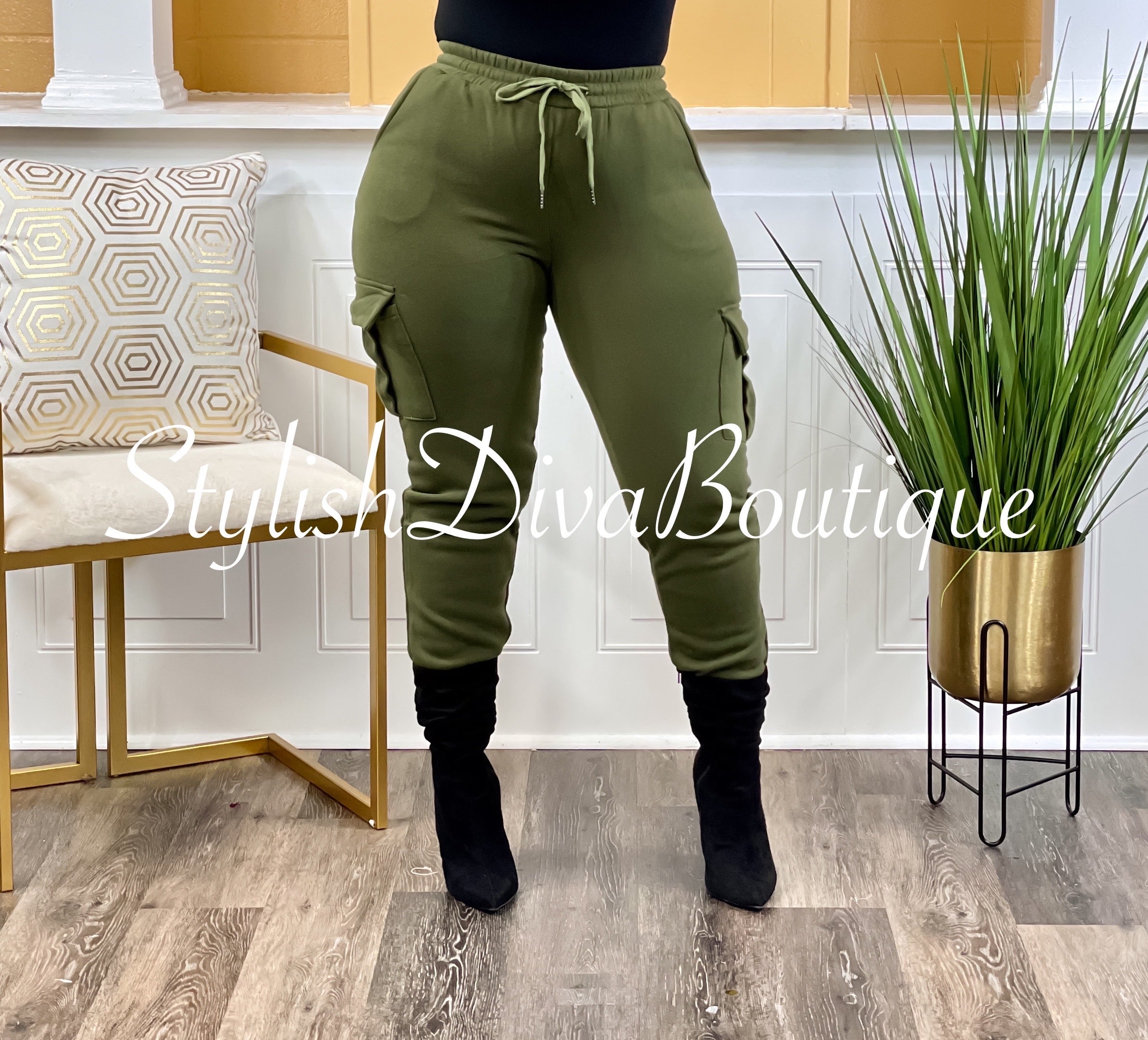 Binka Cargo Jogger Pants (Dark Olive) – Stylish Diva Boutique